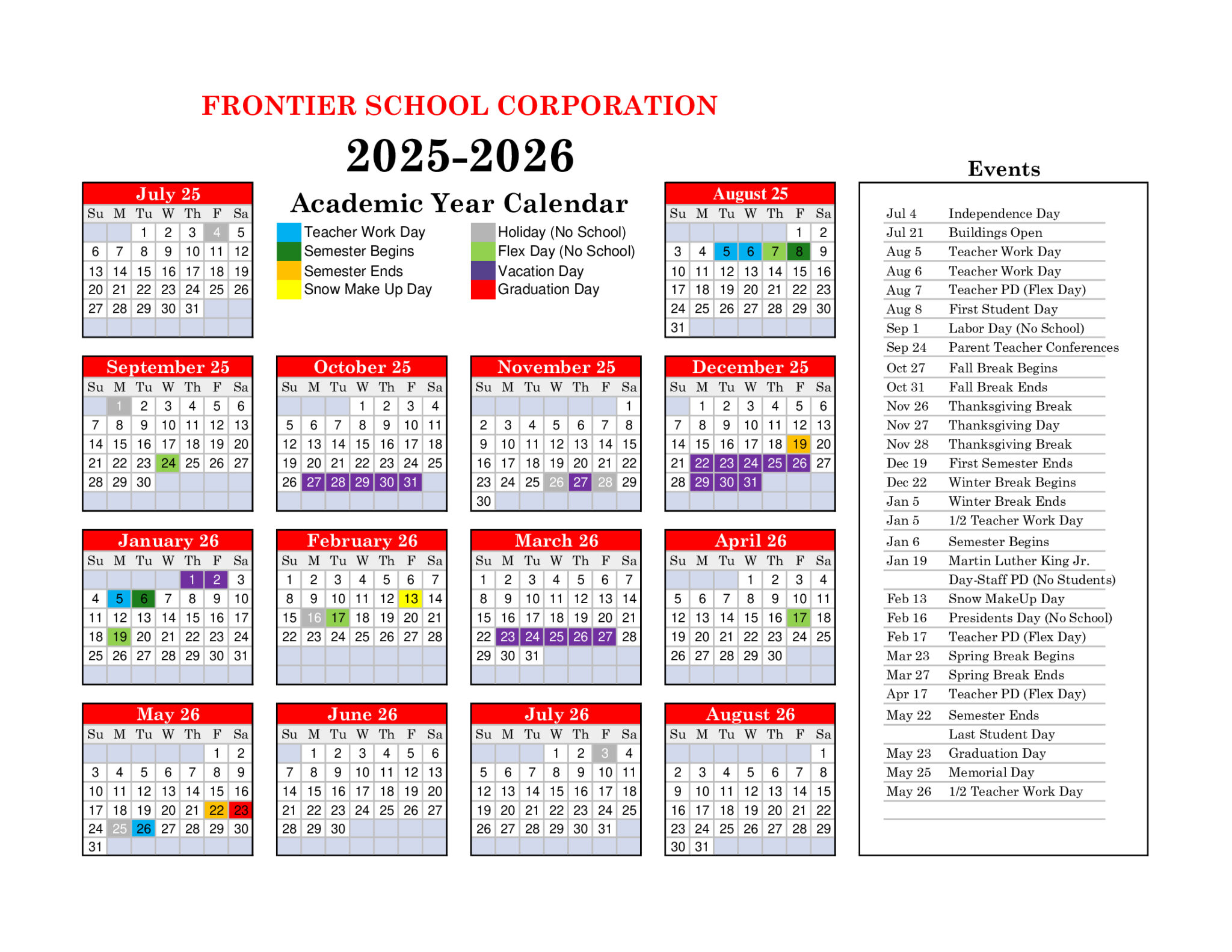 Corporation Calendar – Frontier School
